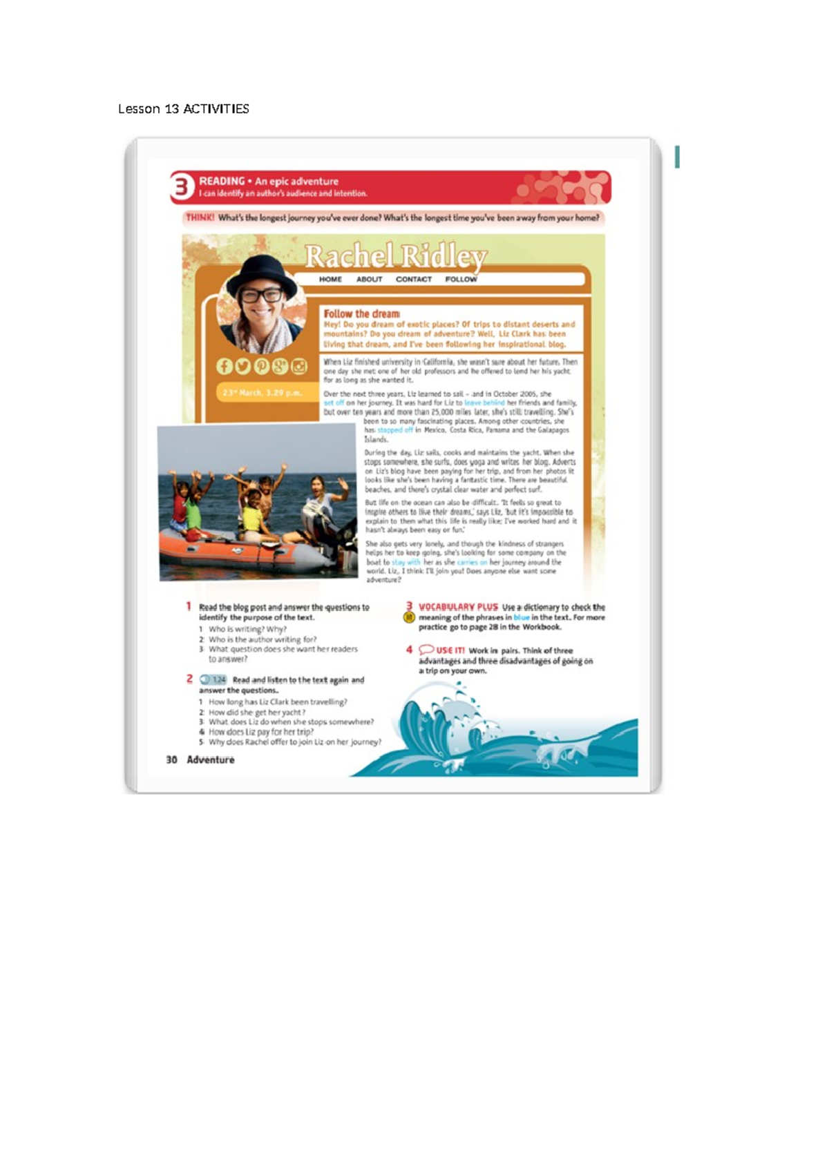 Lesson 13 Activities - Actividad áulica - Lesson 13 ACTIVITIES 3 ...