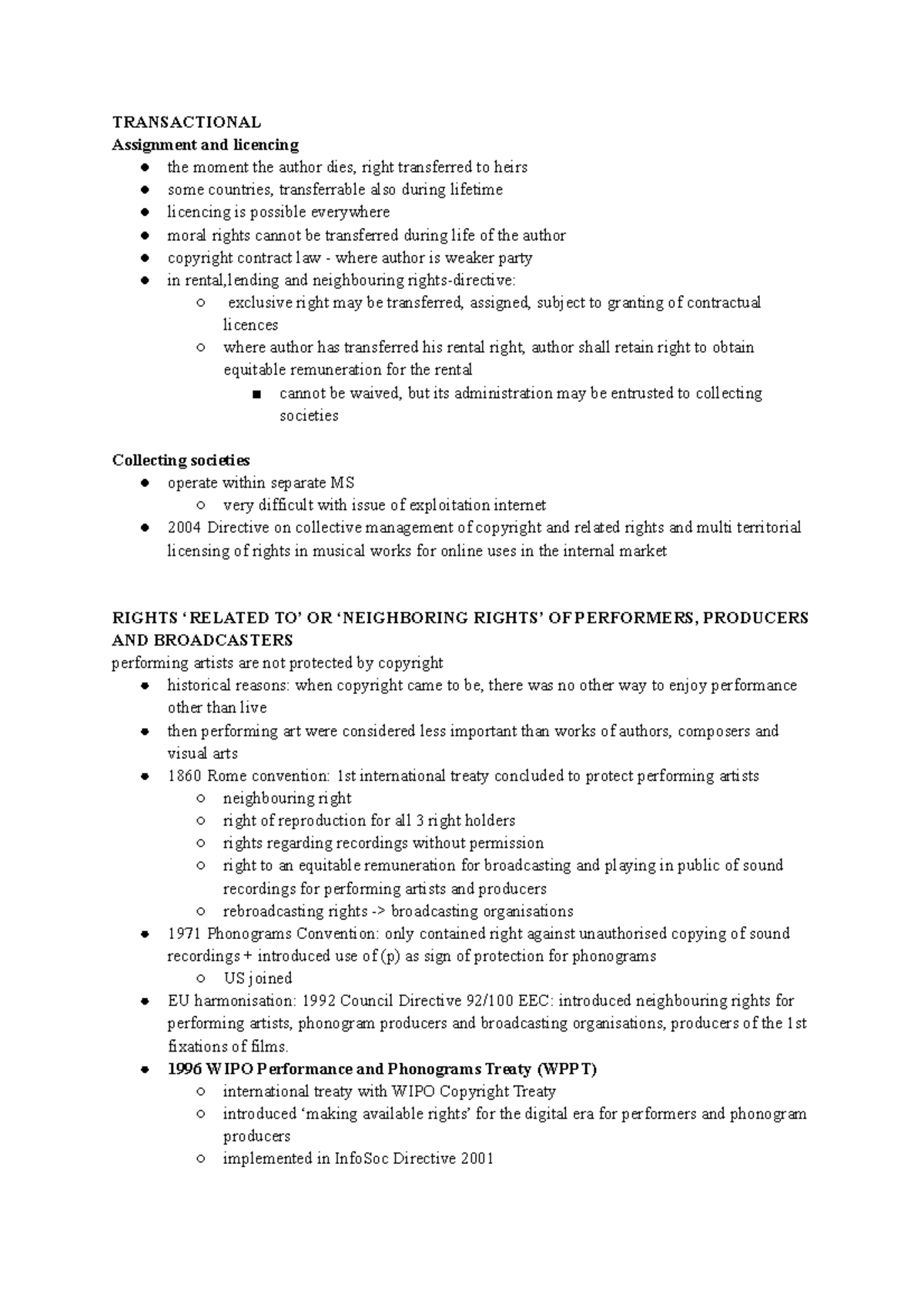 Neighboring Rights - Copyright tutorial - TRANSACTIONAL Assignment and ...