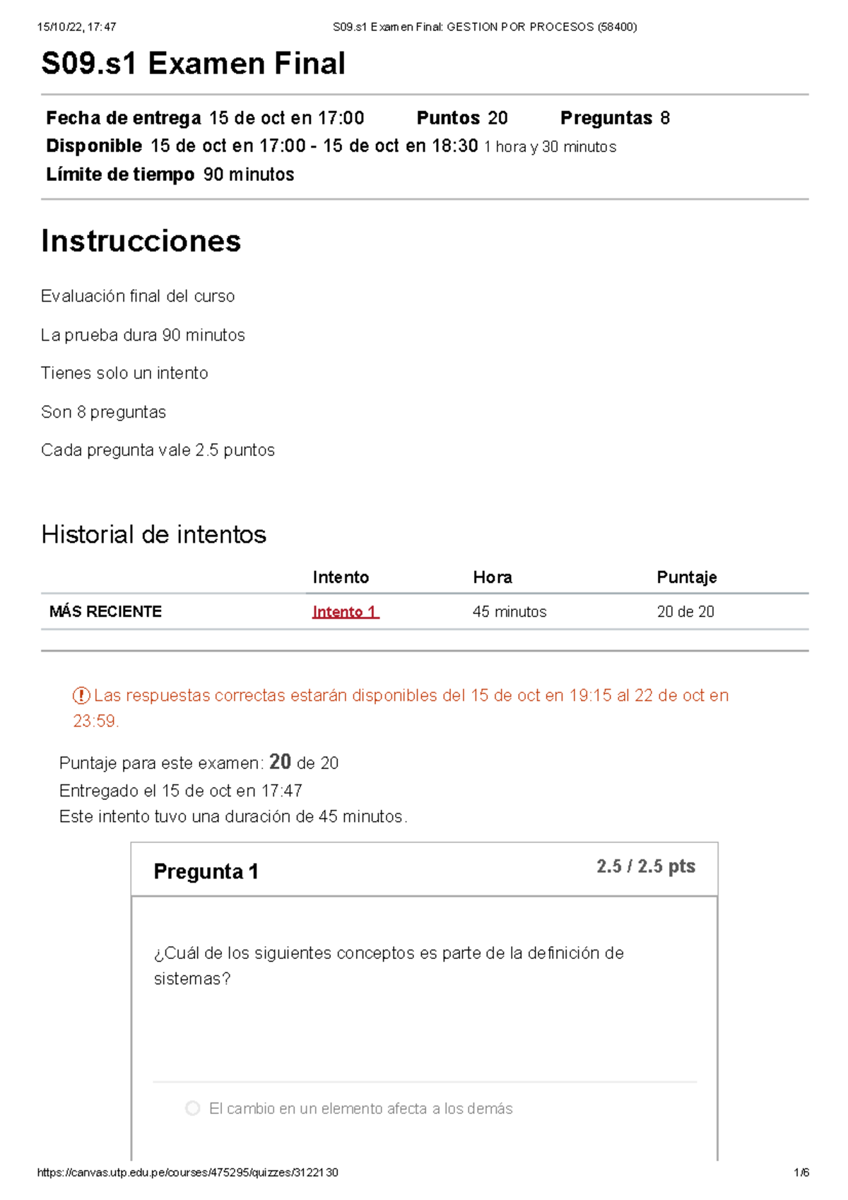 S09.s1 Examen Final Gestion POR Procesos (58400) - S09 Examen Final Fecha de entrega 15 de oct ...