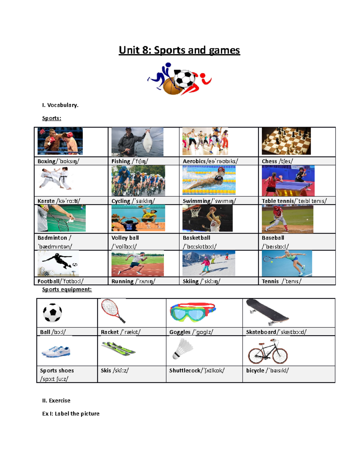 Ôn thi học kì 2 - UNIT 8 - febjkjcdnj - Unit 8: Sports and games I ...