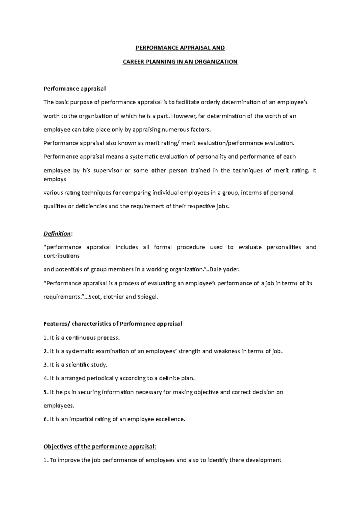 Hrm 04 - Guide notes - PERFORMANCE APPRAISAL AND CAREER PLANNING IN AN ...