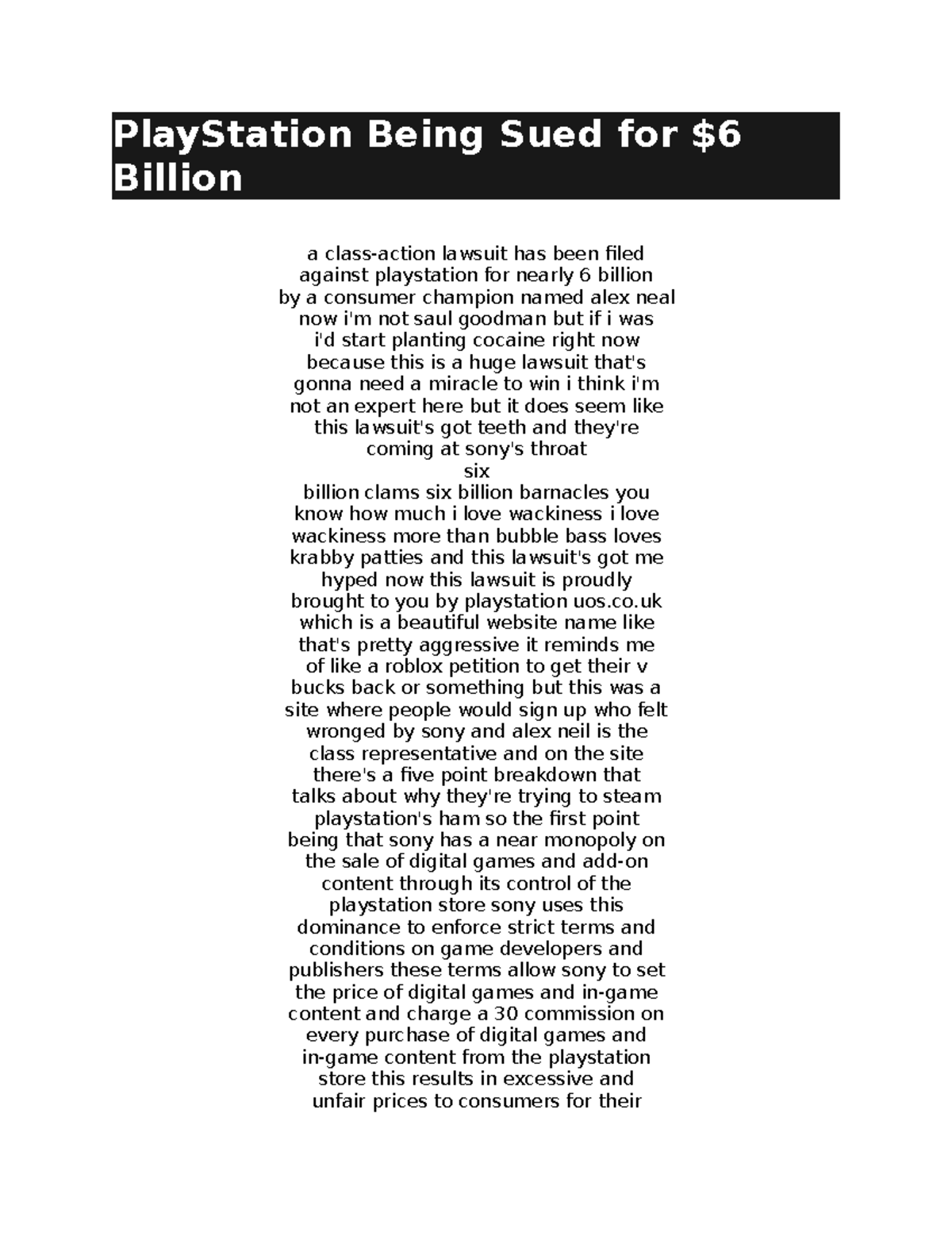 Asd - asdf asdfa - PlayStation Being Sued for $ Billion a class-action ...