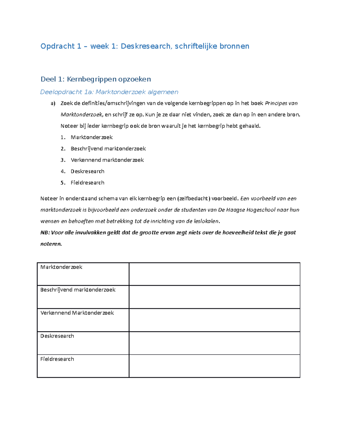 Opdracht 1 - OZ1 20232024 - Opdracht 1 – week 1: Deskresearch ...