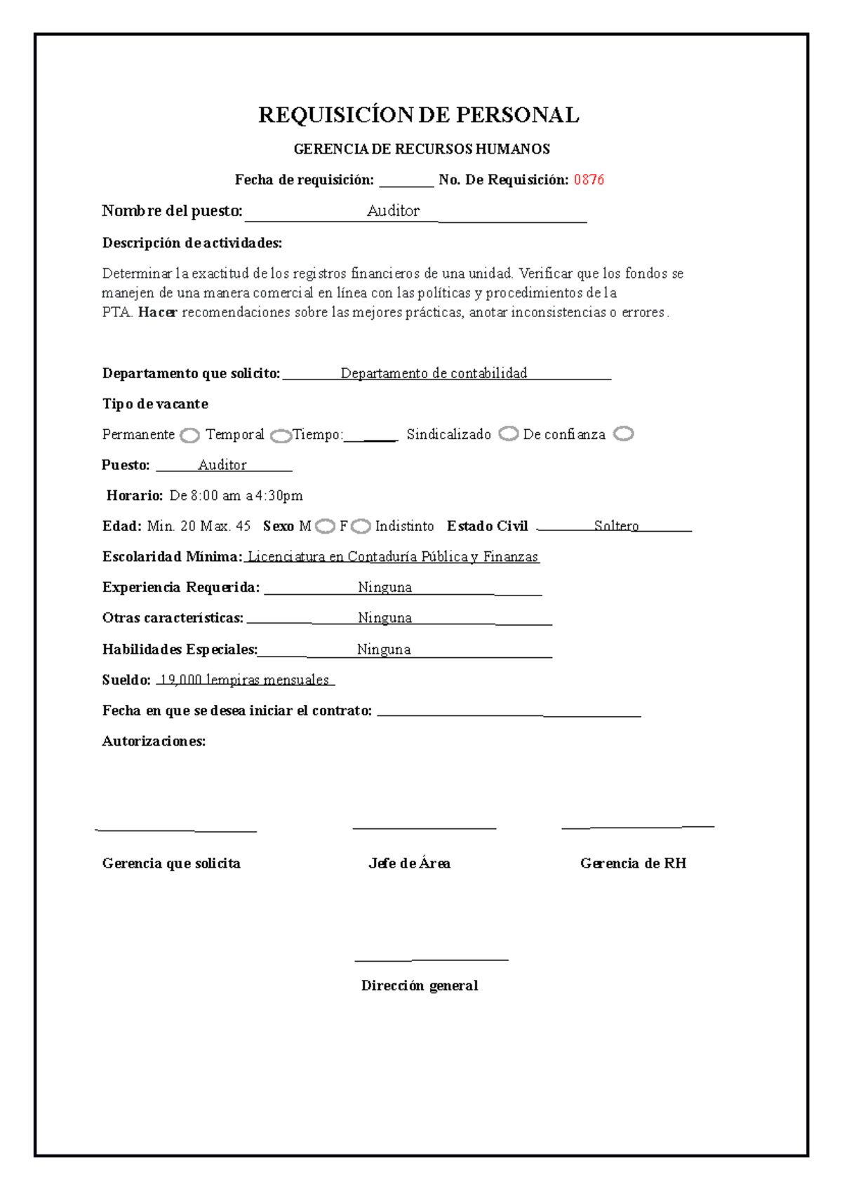 Requisicíon DE Personal - REQUISICÍON DE PERSONAL GERENCIA DE RECURSOS ...