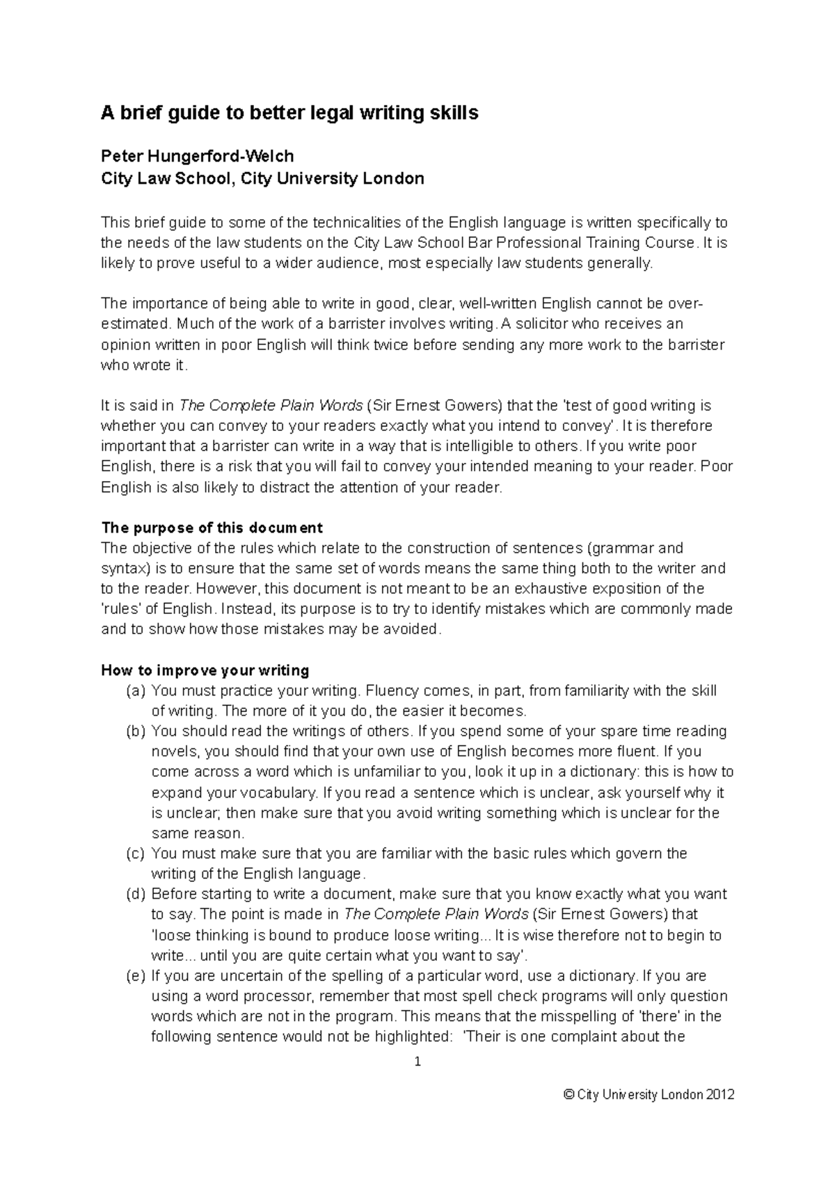 A brief guide to better legal writing skills - It is likely to prove ...