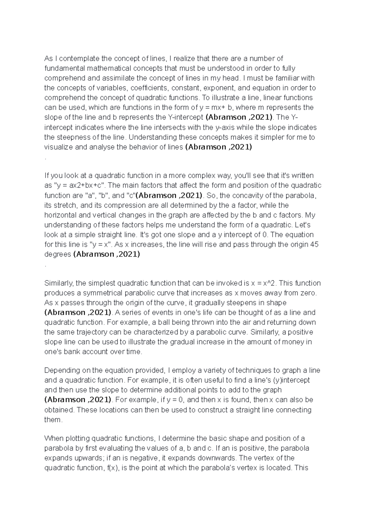 Learning Journal Unit 2 Graphs, Linear and Quadratic Functions - As I contemplate the concept of ...