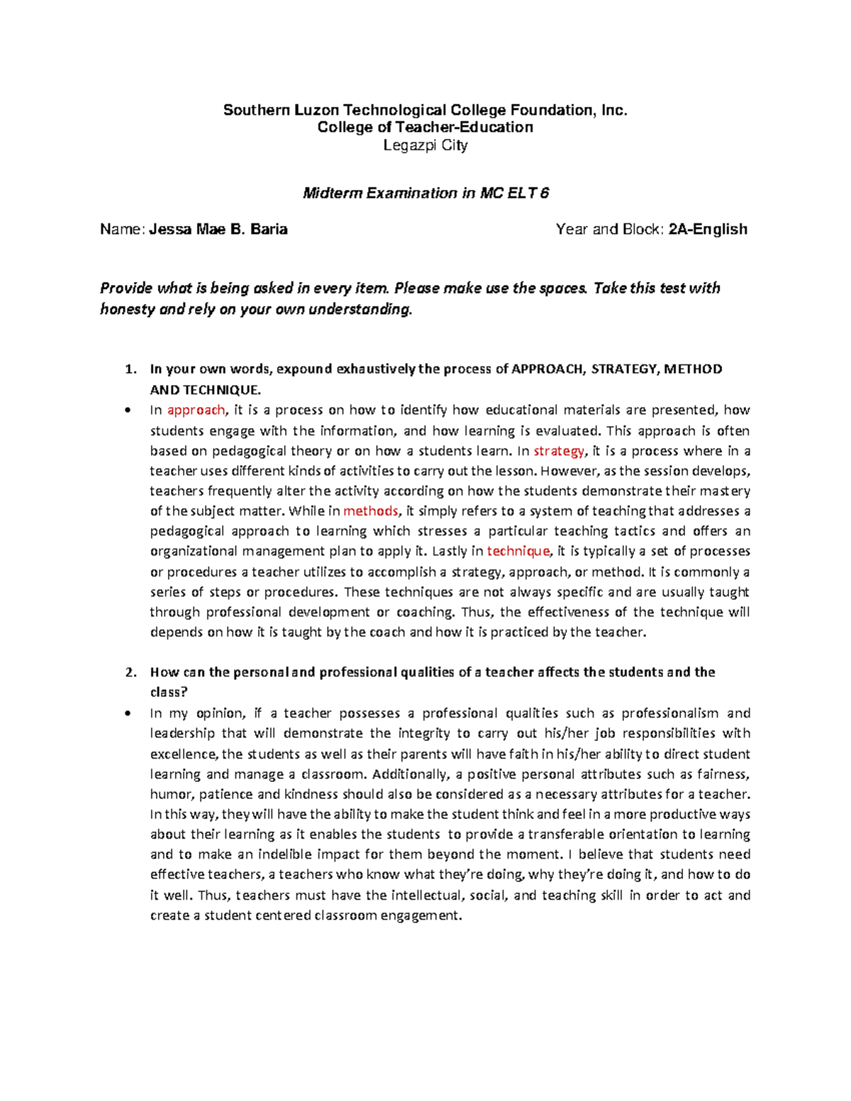 Midterm-EXAM-IN-MC-ELT-6 Jessa-MAE- Baria - Southern Luzon ...