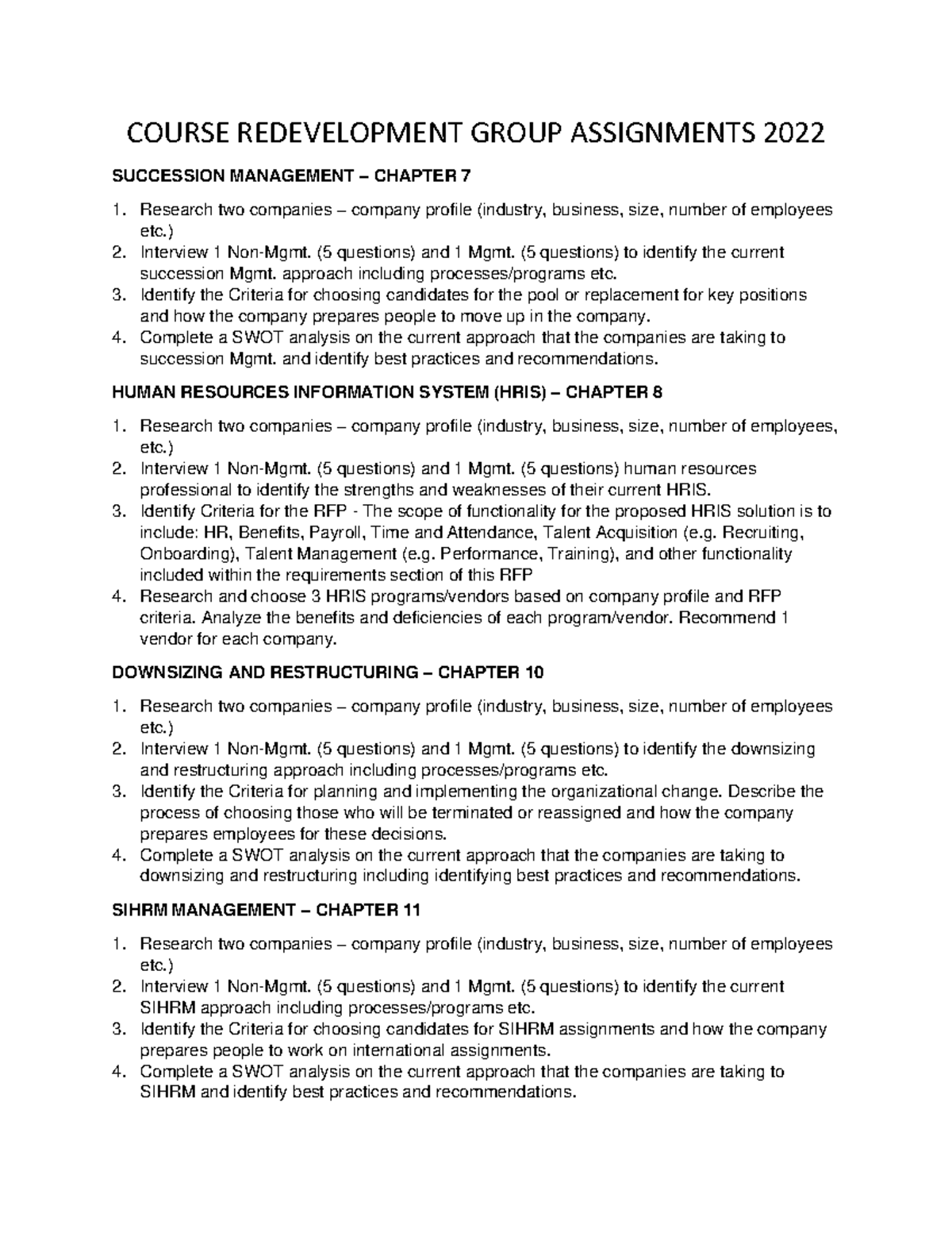 FNL Group Presentation Assignment details 2022 - COURSE REDEVELOPMENT ...