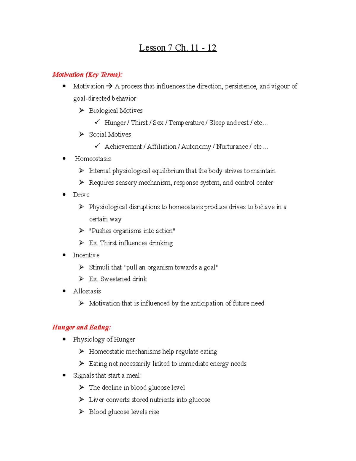 Lesson 7 Chapter 11 & 12 - Lecture notes 7 - Lesson 7 Ch. 11 - 12 ...