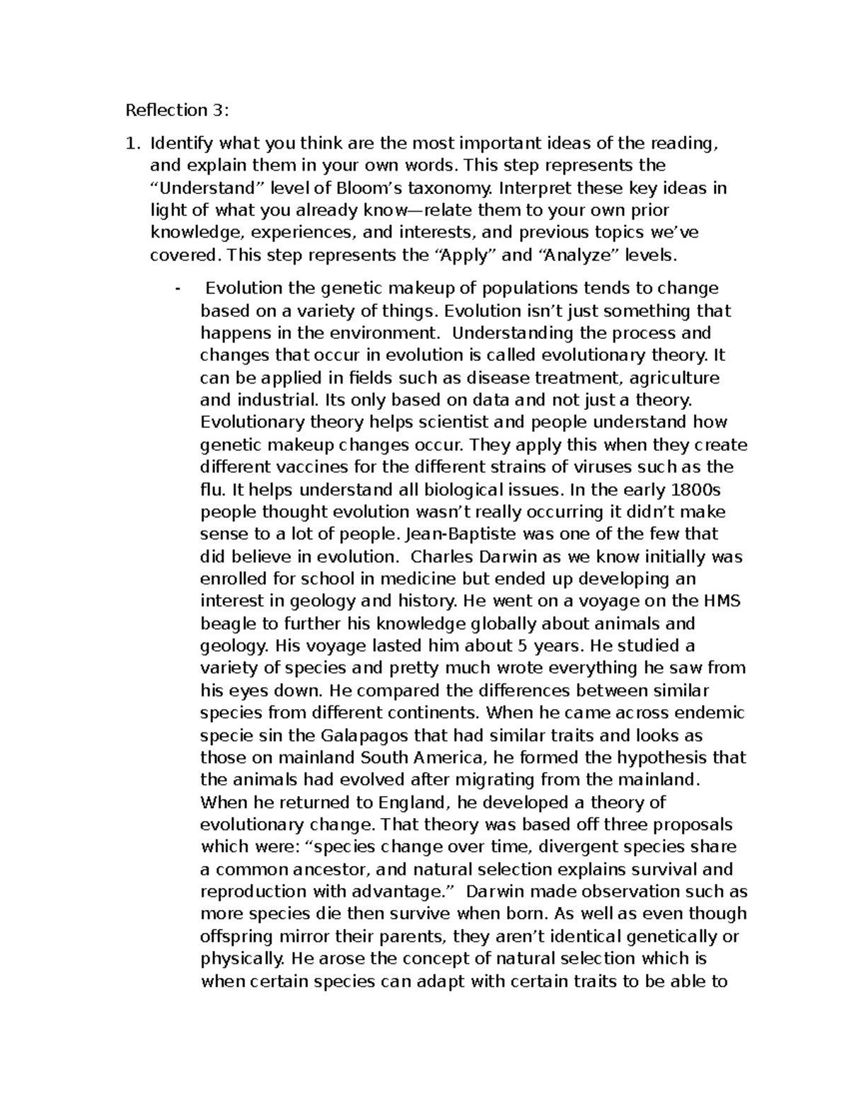 Reflection 3 - This step represents the “Understand” level of Bloom’s ...