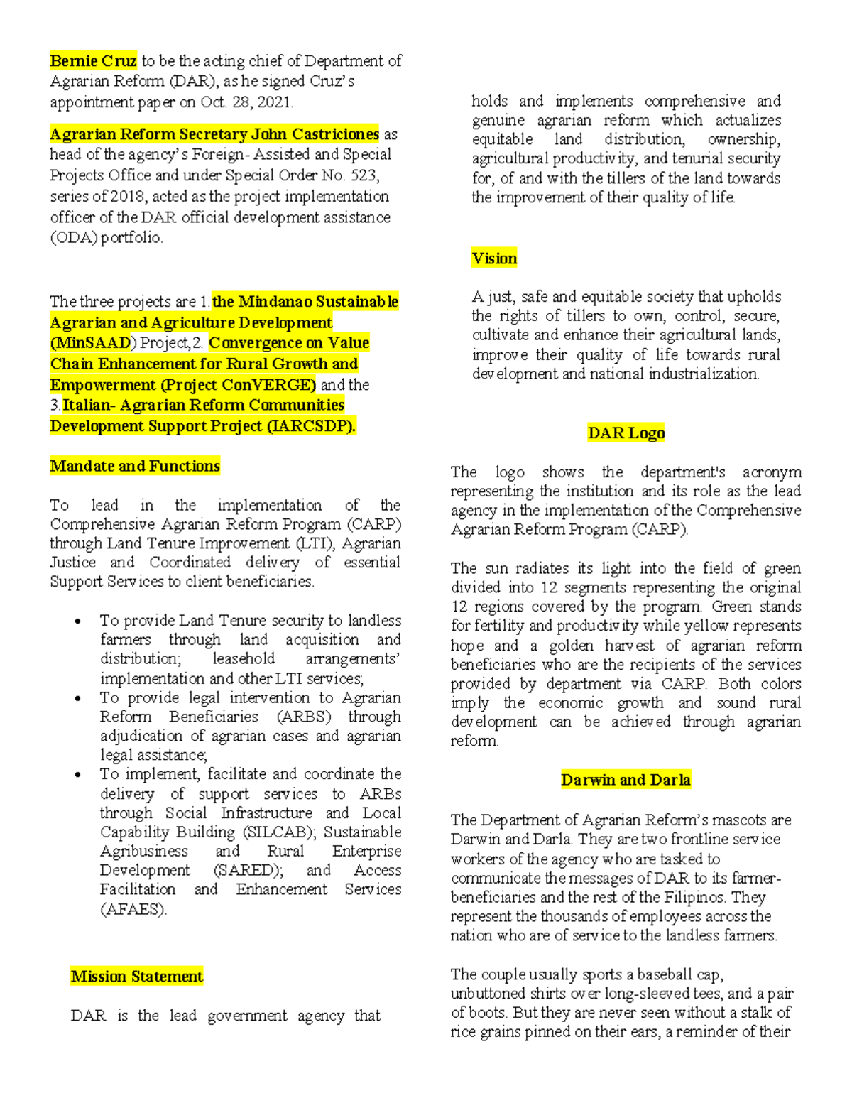 Dar reviewer - Helpful - Bernie Cruz to be the acting chief of ...