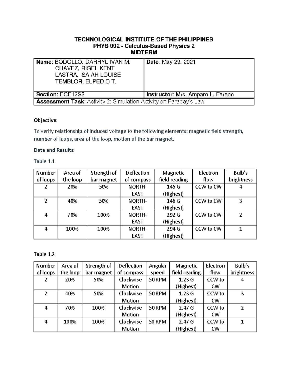 Activity 3 Simulation Activity on Faraday's Law - Calculus-Based ...