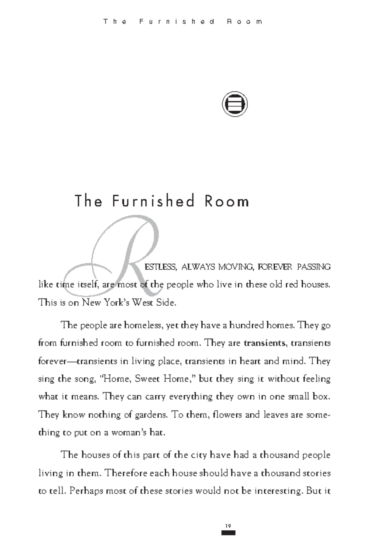 The-furnished-room - readings - T h e F u r n i s h e d R o o m p R T h ...
