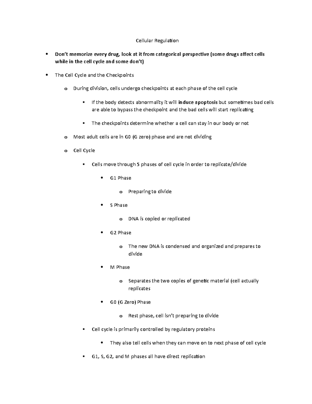 Cellular regulation notes - Cellular Regulation Don’t memorize every ...