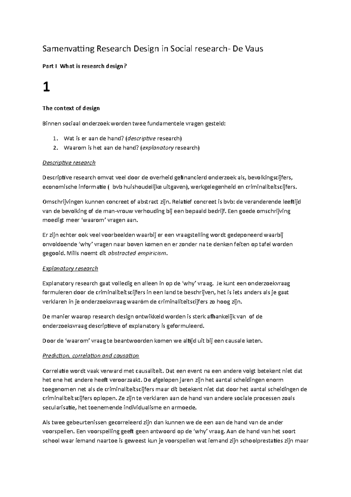 De Vaus- samenvatting - Samenvatting Research Design in Social De Vaus ...
