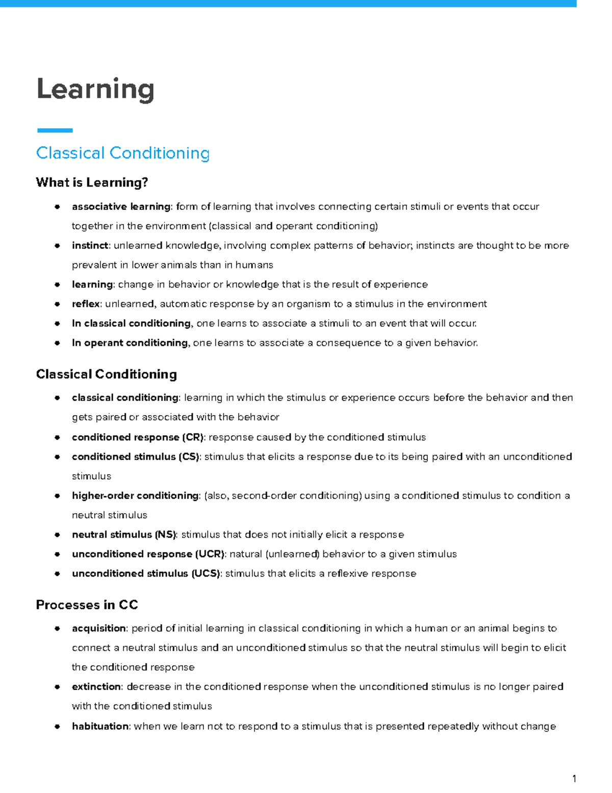 7-Learning - Dr. Christopher Stanzione - Fall 2022 - Learning Classical Conditioning What is ...