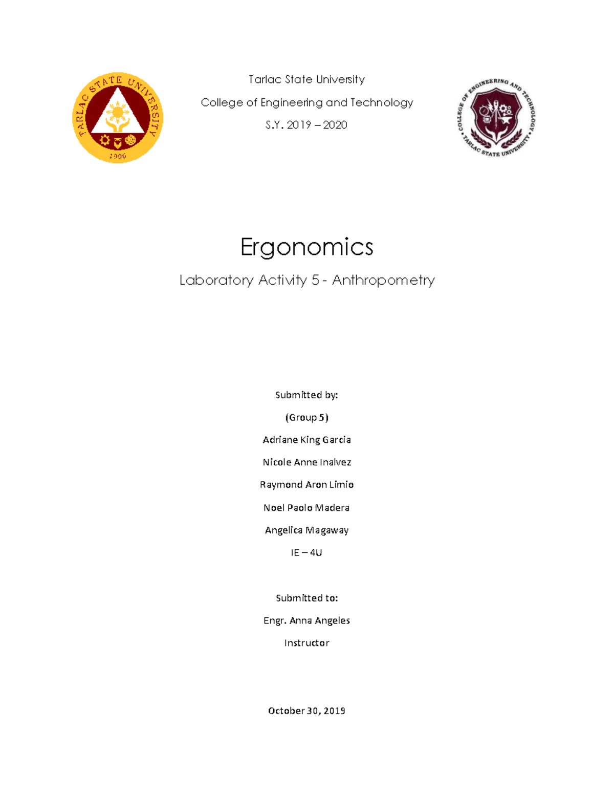 Laboratory Group 5 - Anthropometry Lab activity - Warning: TT: undefined function: 32 Warning ...
