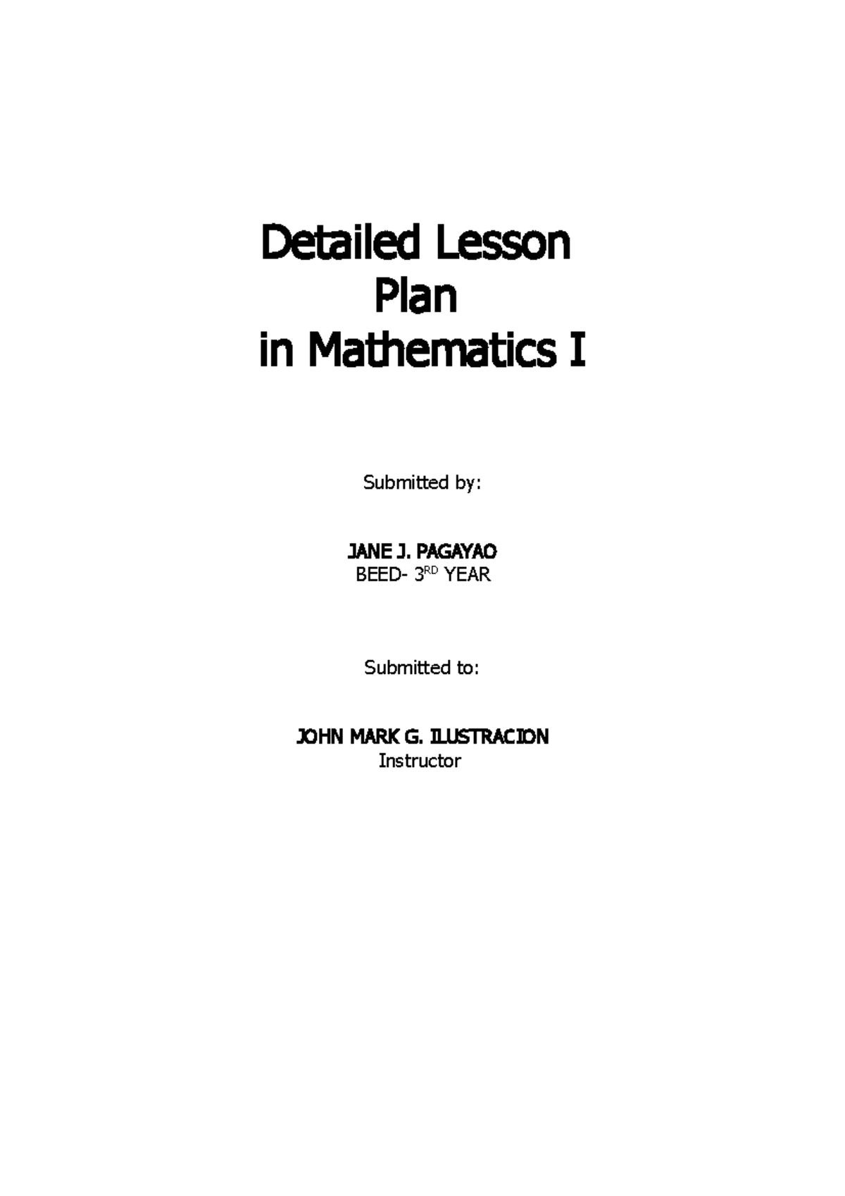 Detailed Lesson PLAN IN Mathematics 1 do - Detailed Lesson Plan in ...