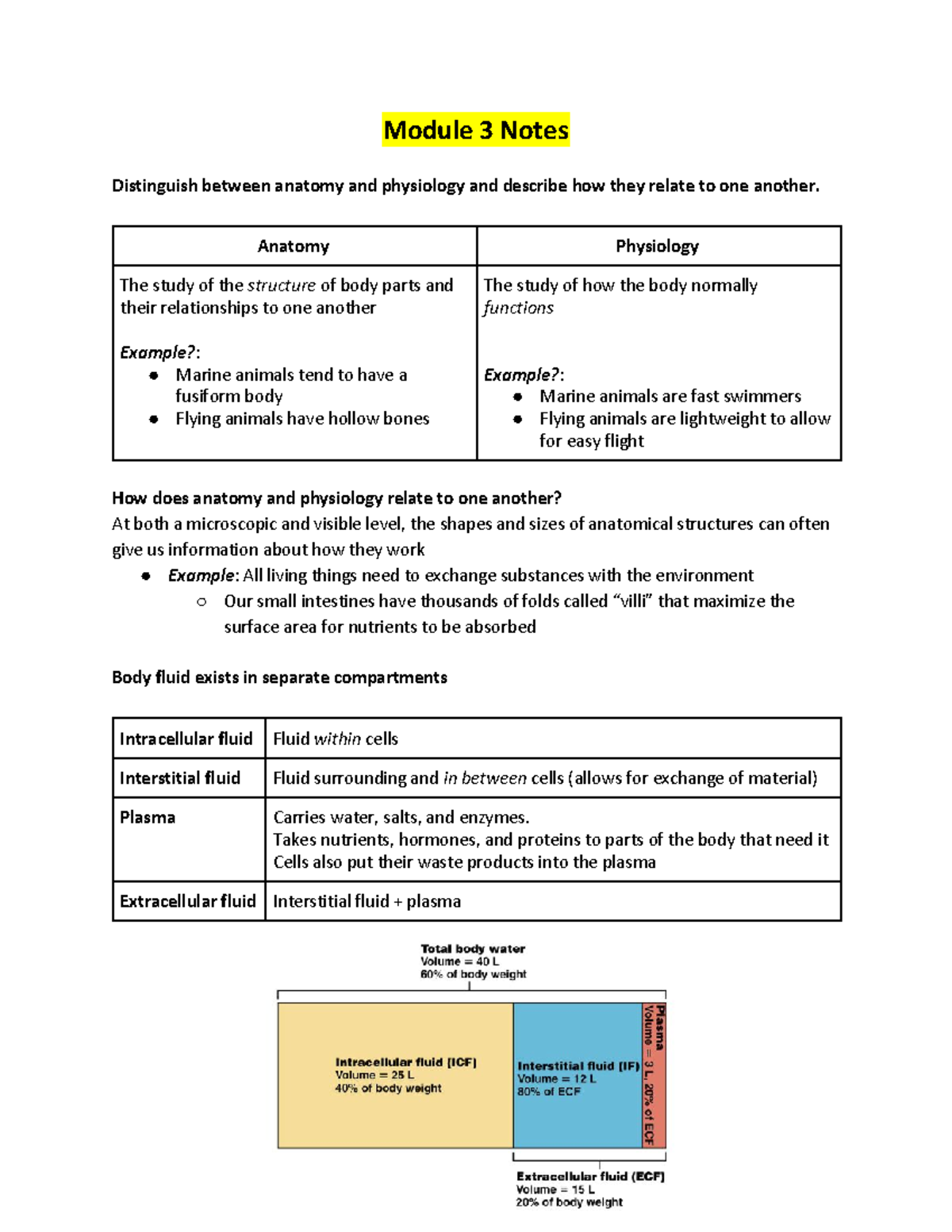 Module 3 Notes - Module 3 Notes Distinguish between anatomy and ...