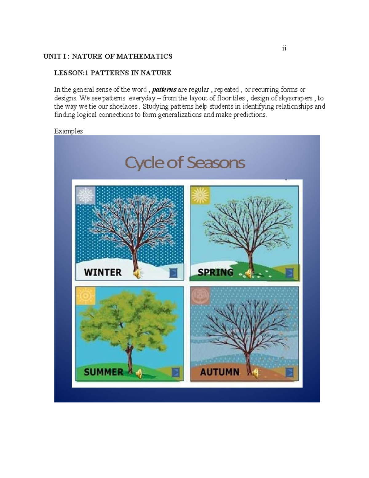 UNIT 1 The Nature of Mathematics - ii UNIT I : NATURE OF MATHEMATICS ...