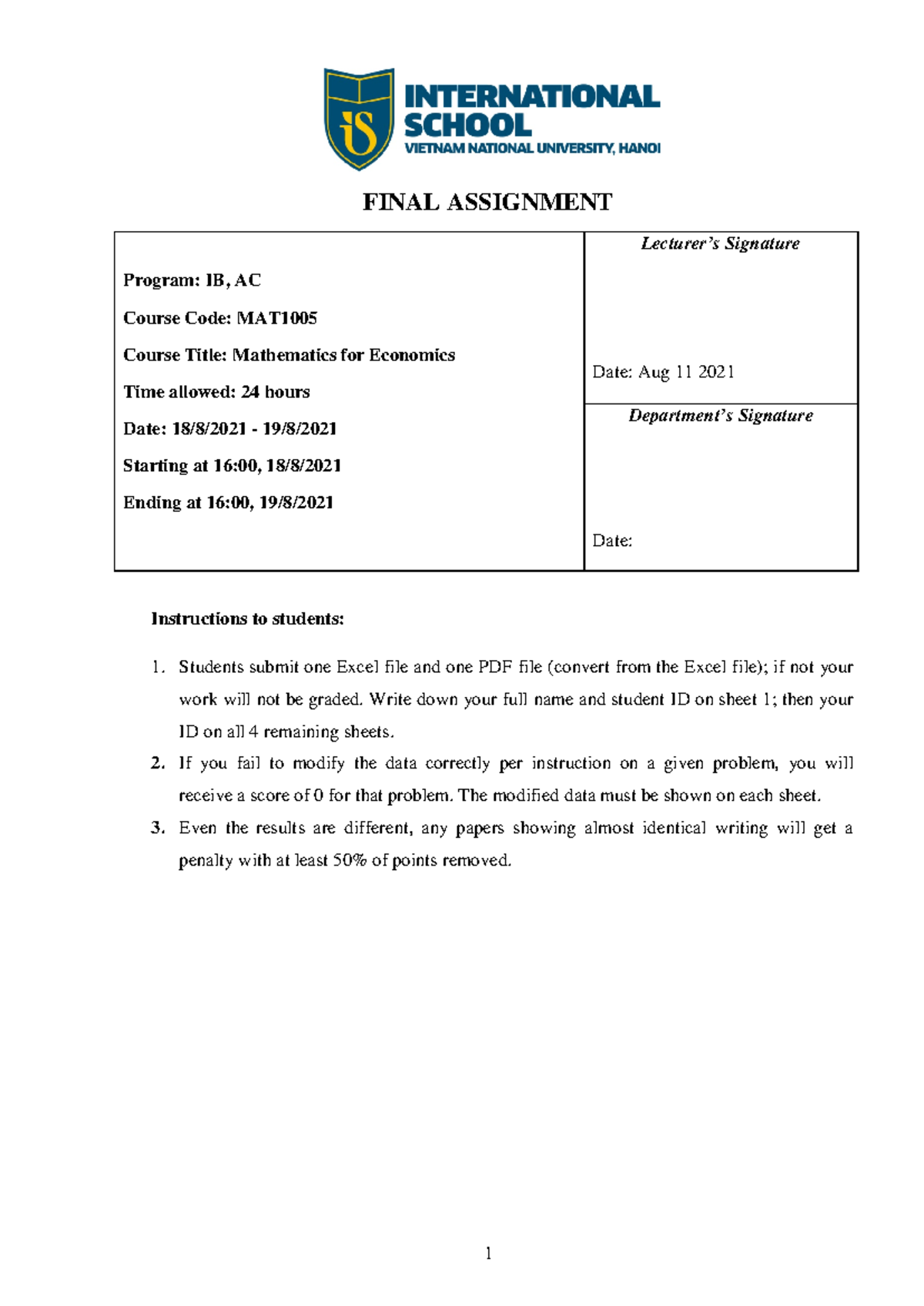 Final Assignment Mat1005 S3 20 21 Final Assignment Program Ib Ac Course Code Mat Course