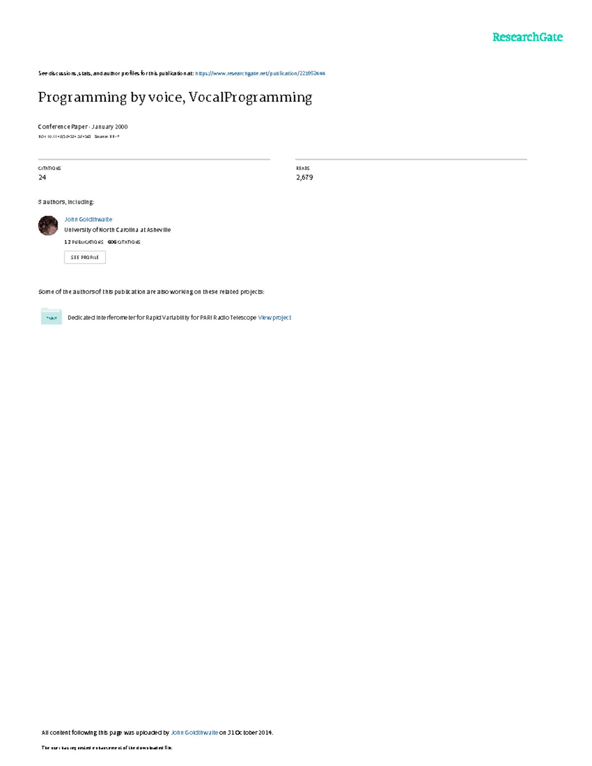 Programming by voice Vocal Programming - See discussions, stats, and ...