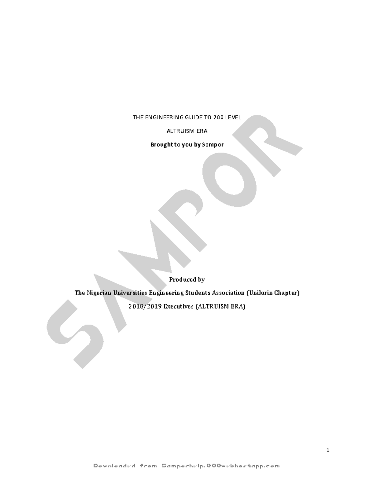 A guide to engineering for 200 level students designed to help with ...