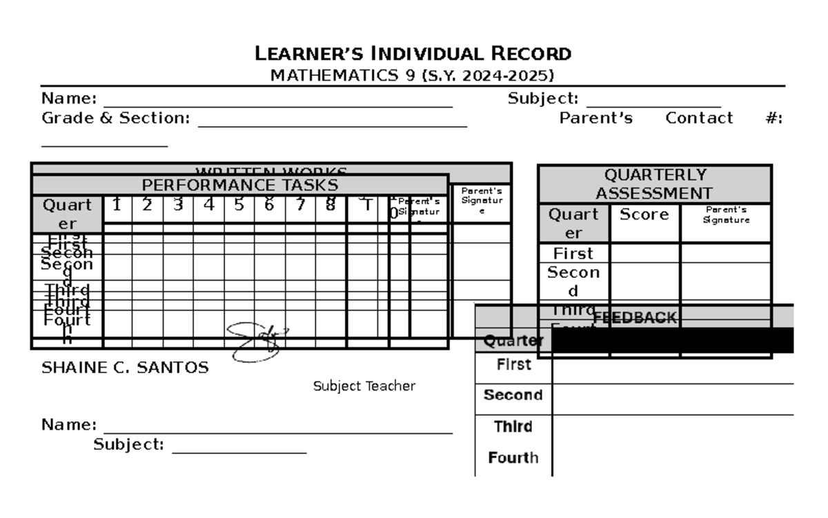 Learners- Individual- Record - LEARNER’S INDIVIDUAL RECORD MATHEMATICS ...