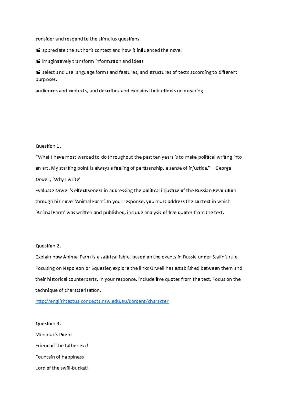 Essay on George Orwells Animal Farm - consider and respond to the ...