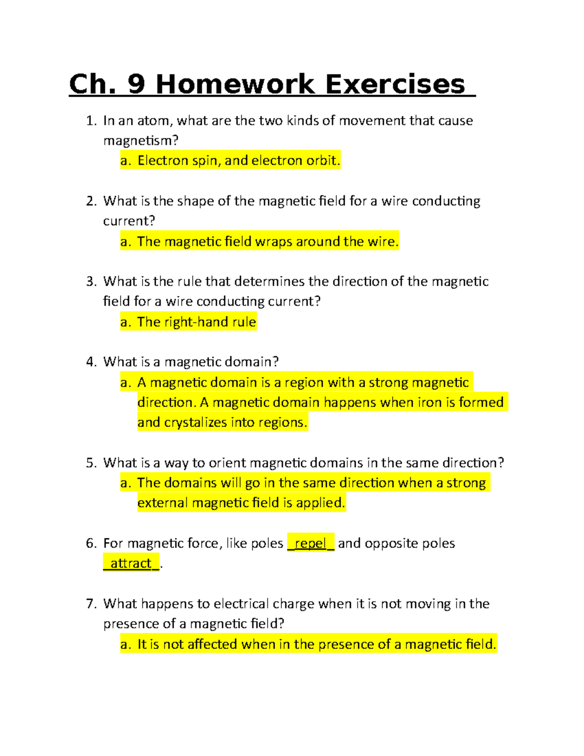 Chapter 9 homework - Ch. 9 Homework Exercises In an atom, what are the ...