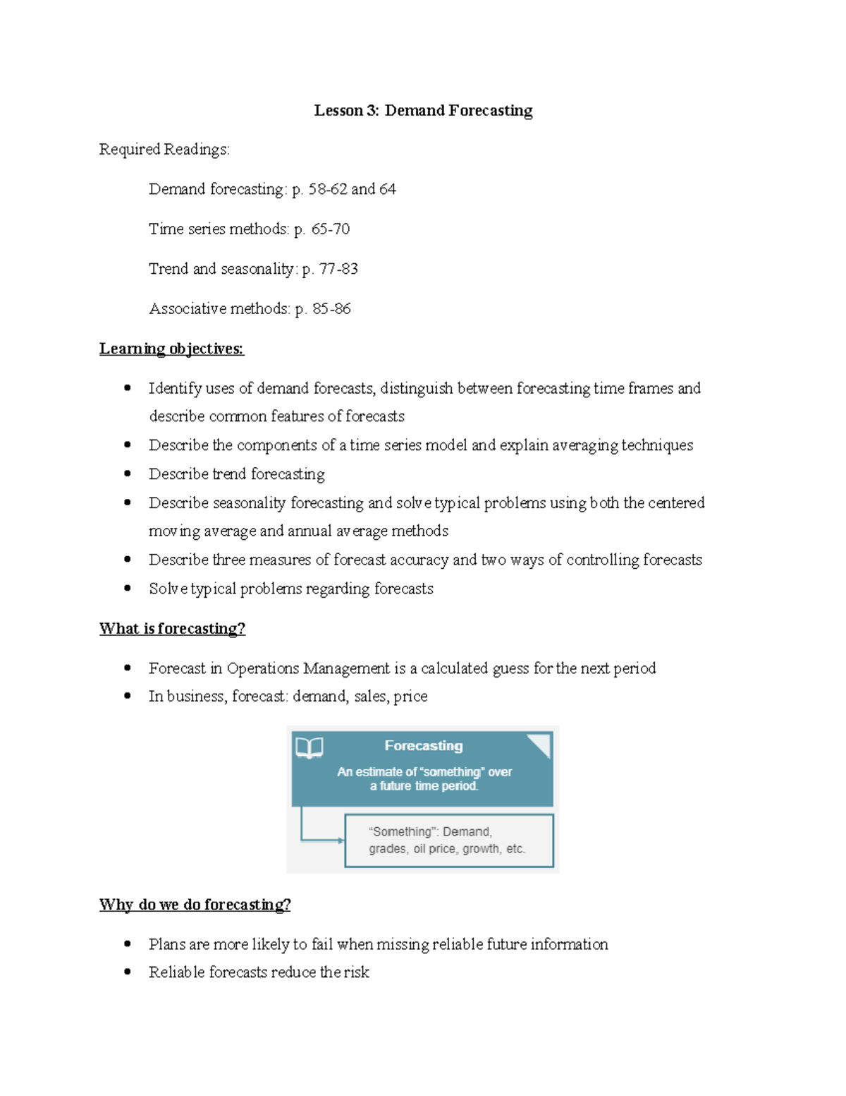 Lesson 3 - Demand Forecasting - Lesson 3: Demand Forecasting Required ...