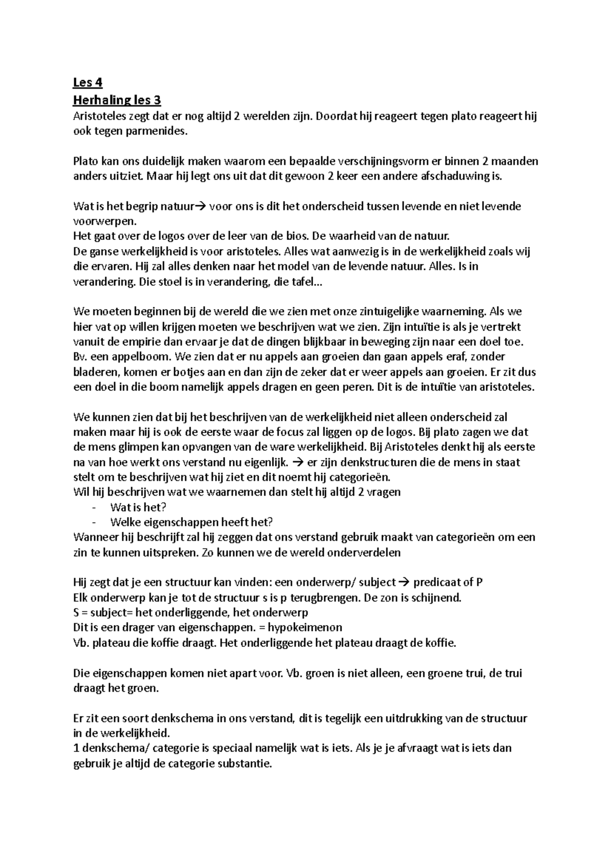 Les 4 - Over plato en de ware werkelijkheid, substanties,de essentie en ...