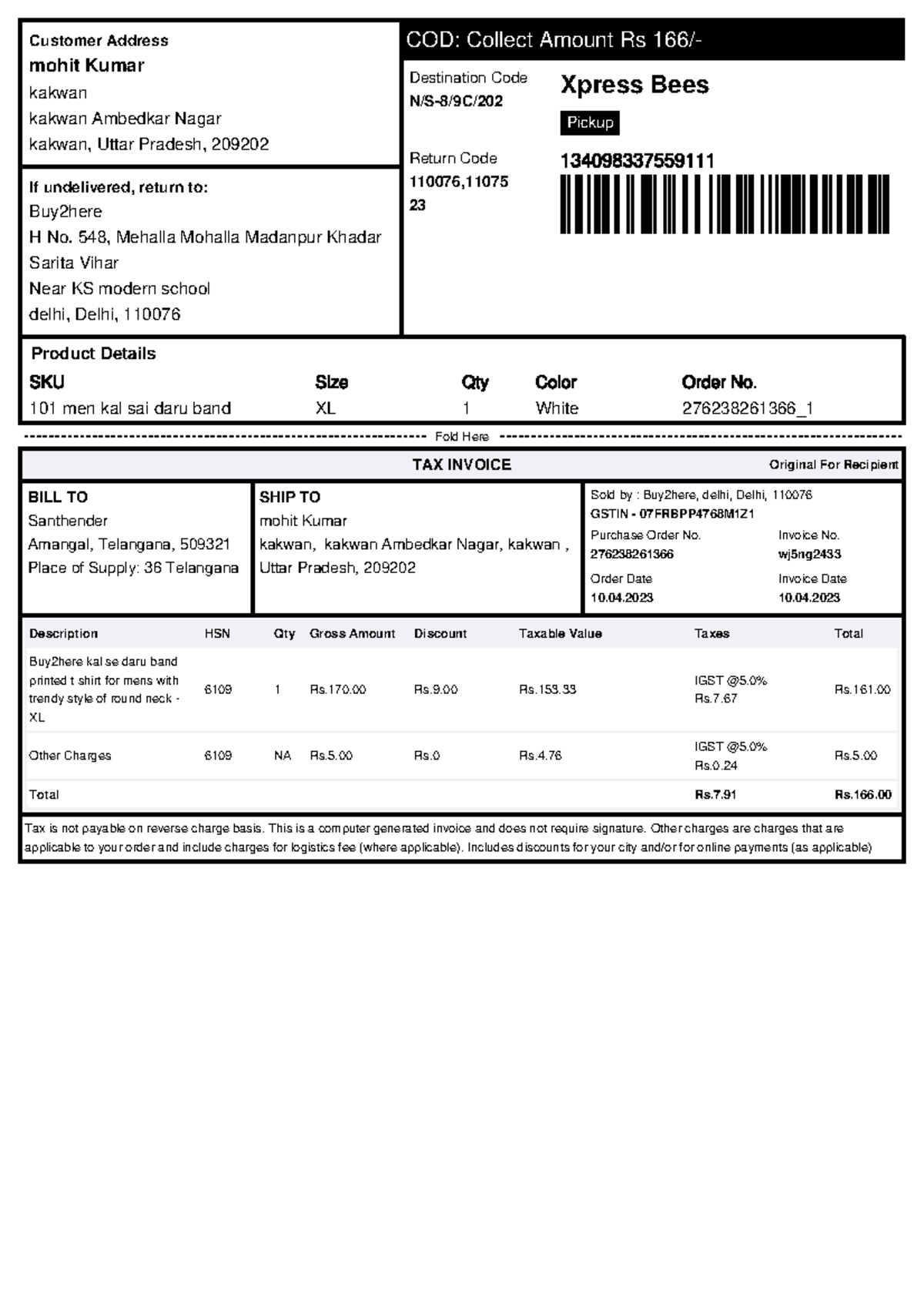 Ms Sub Order Labels 0fbaa290-ca06-499c-97c0-35062 c464b58 - Customer Address mohit Kumar kakwan ...