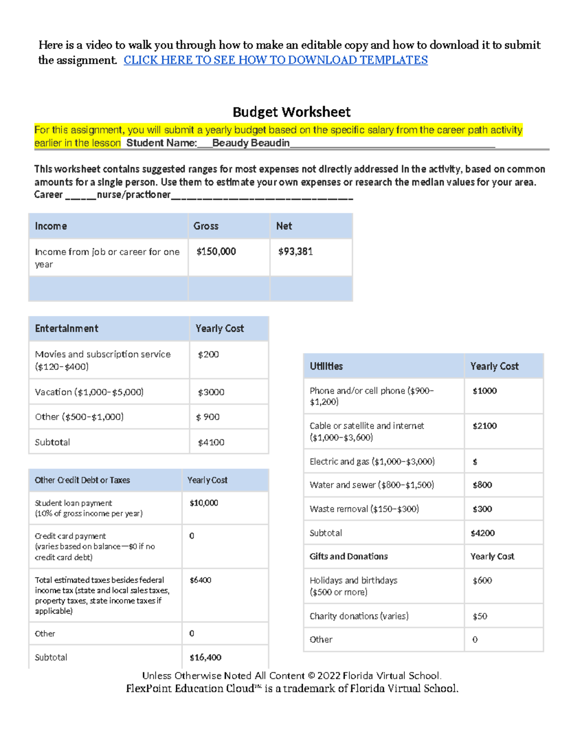 Copy of Budget Template - Here is a video to walk you through how to ...