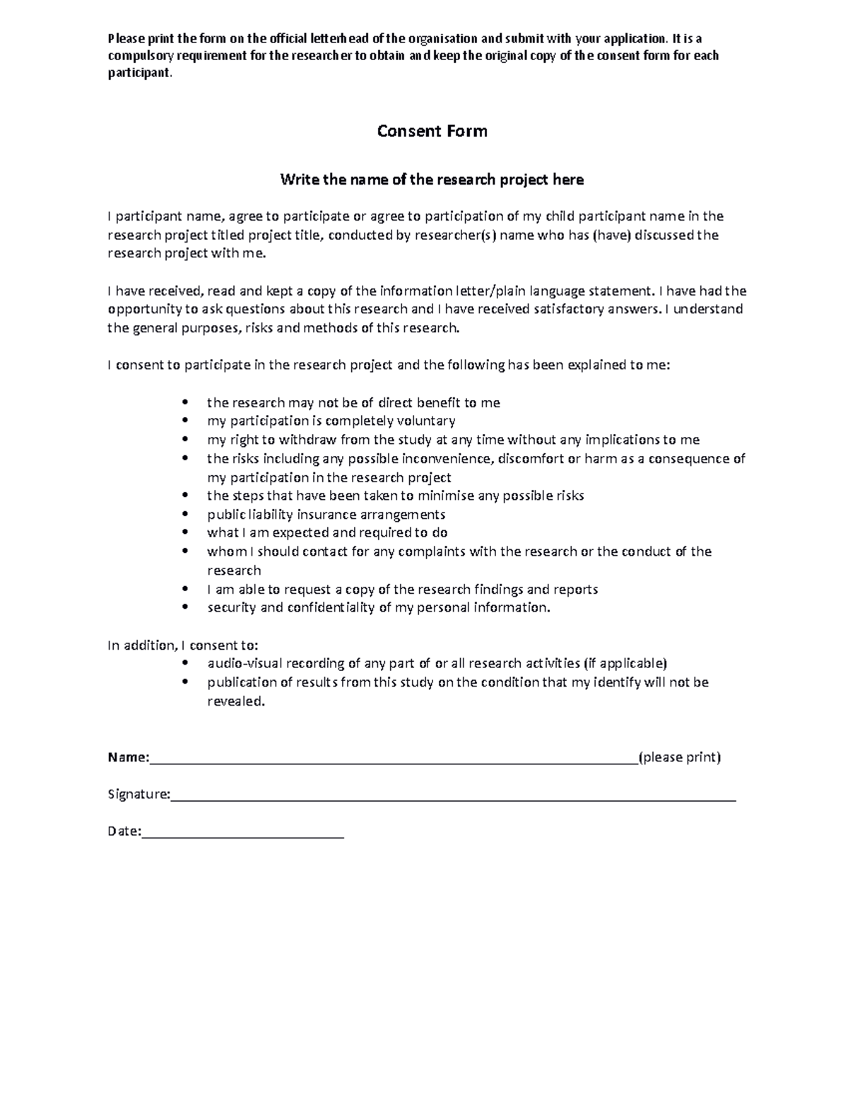 2013 04 17 Consent Form template ETD - Please print the form on the ...