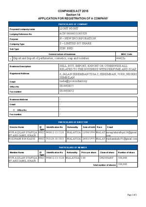Section 27 ( Nadia& Aqilah) - Page 1 of 2 COMPANIES ACT 2016 Section 27 ...