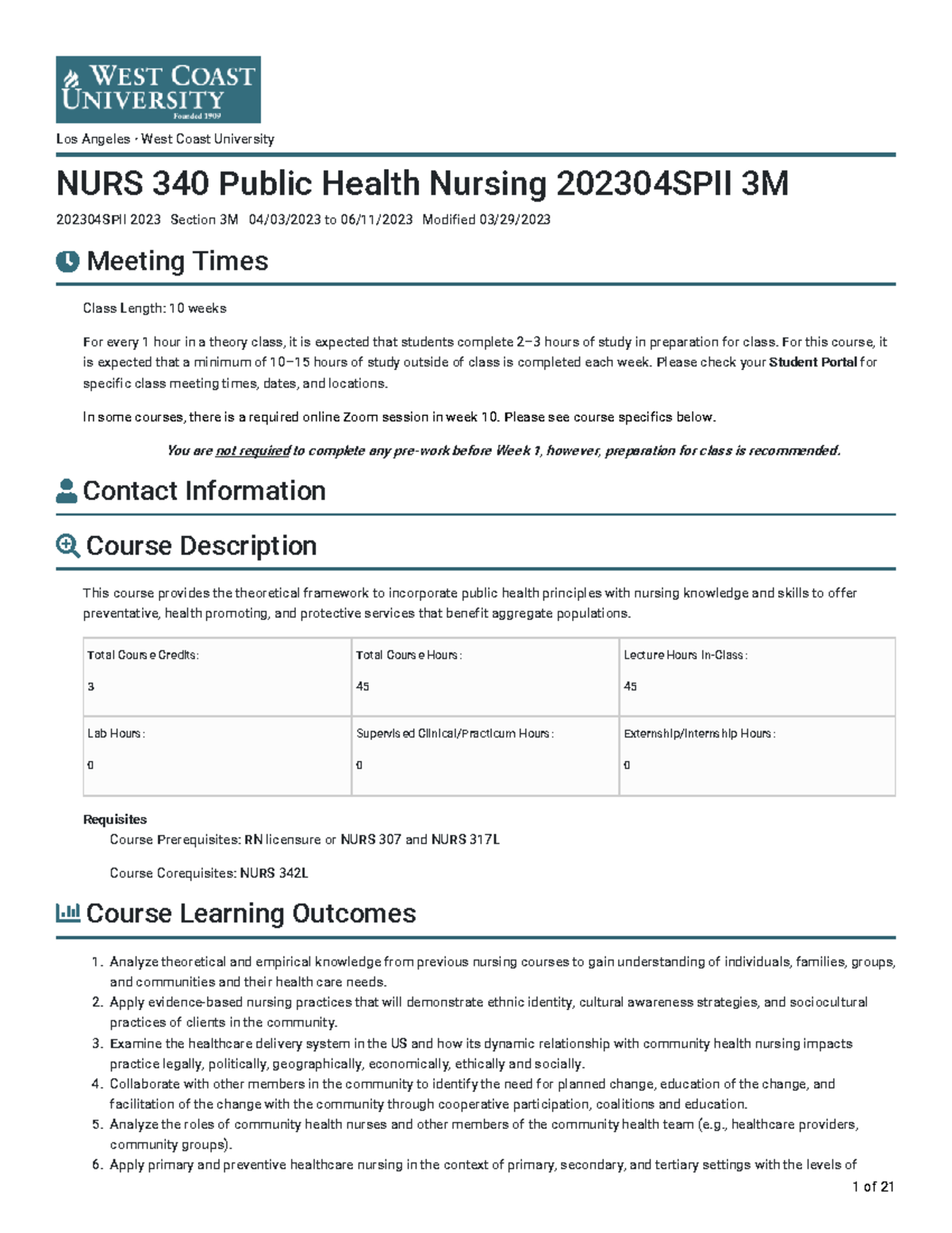 NURS 340 Public Health Nursing 202304 SPII 3M 202304 SPII 2023 - N340 ...