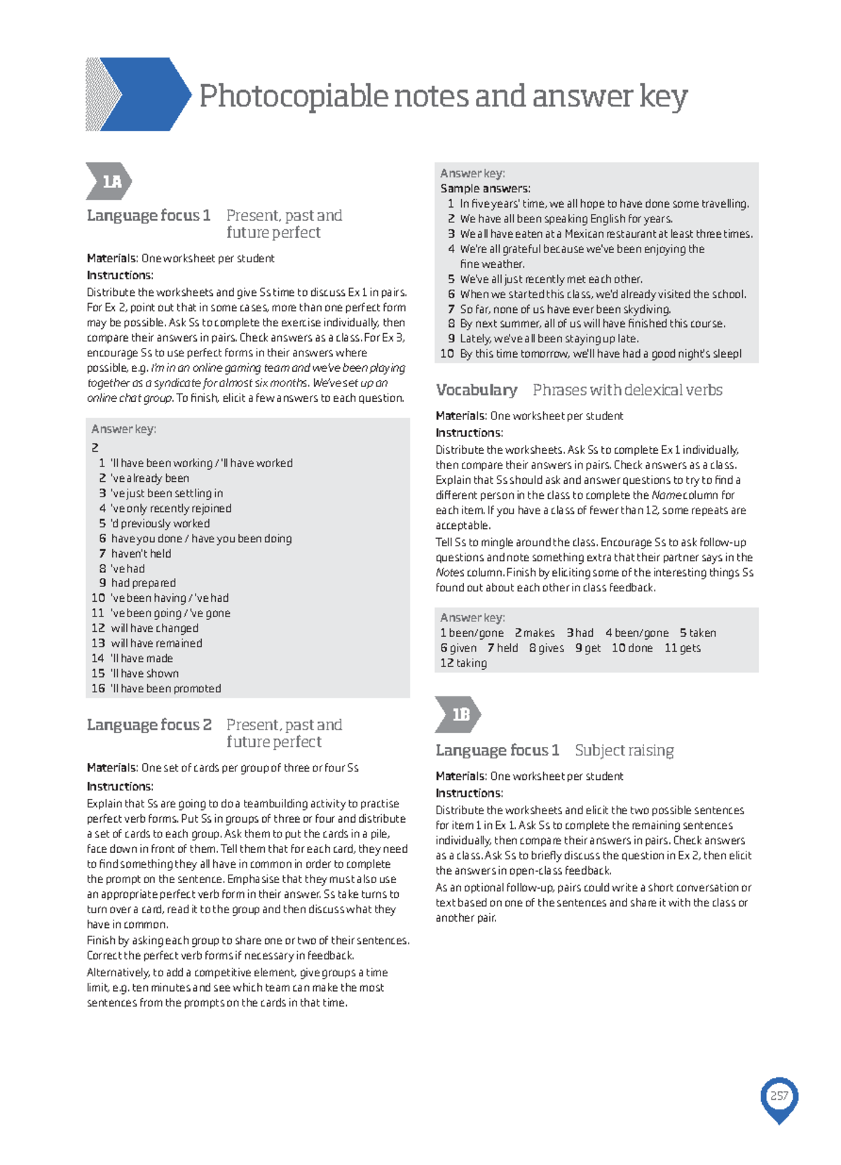 Road Map - C2- Answer Key- Check - 1A Language focus 1 Present, past ...