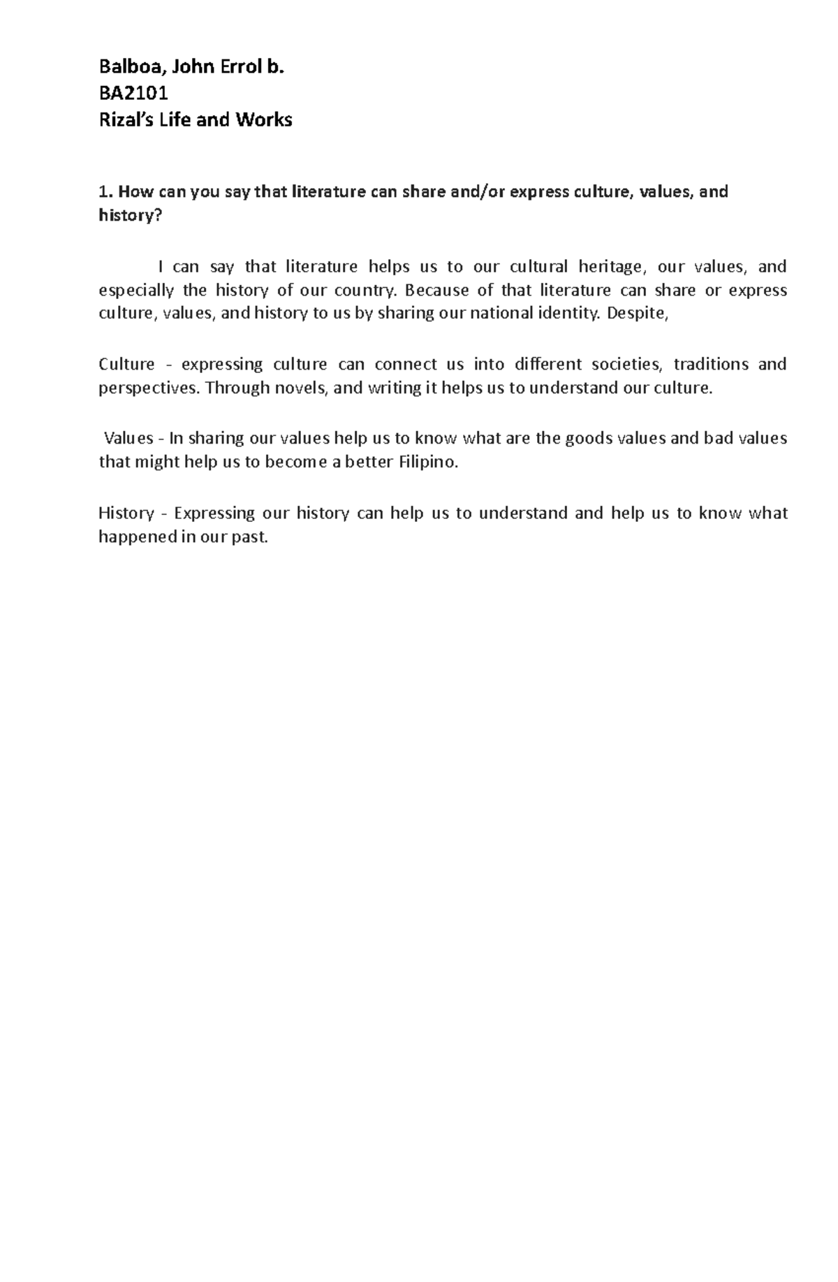Balboa, John Errol B. BA2101 - Balboa, John Errol b. BA Rizal’s Life ...