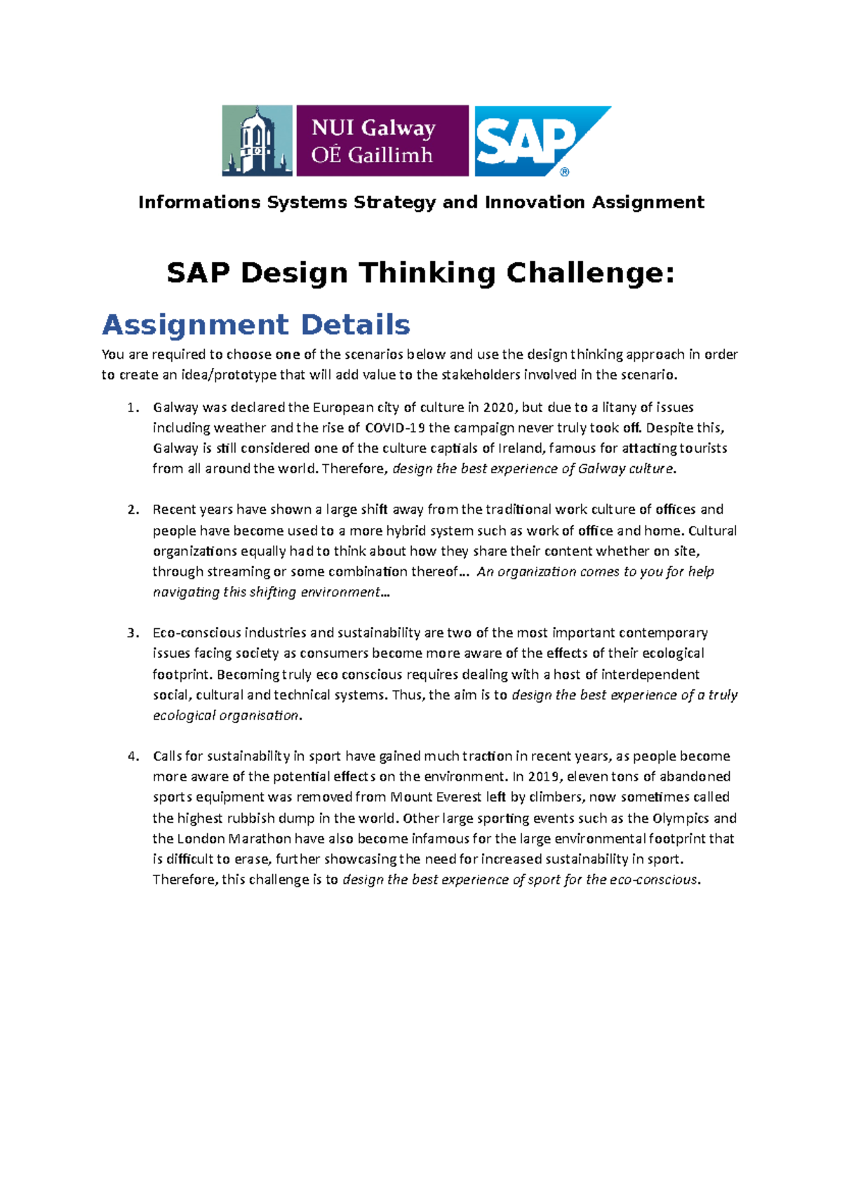 MS802 SAP Assignment - Informations Systems Strategy and Innovation ...