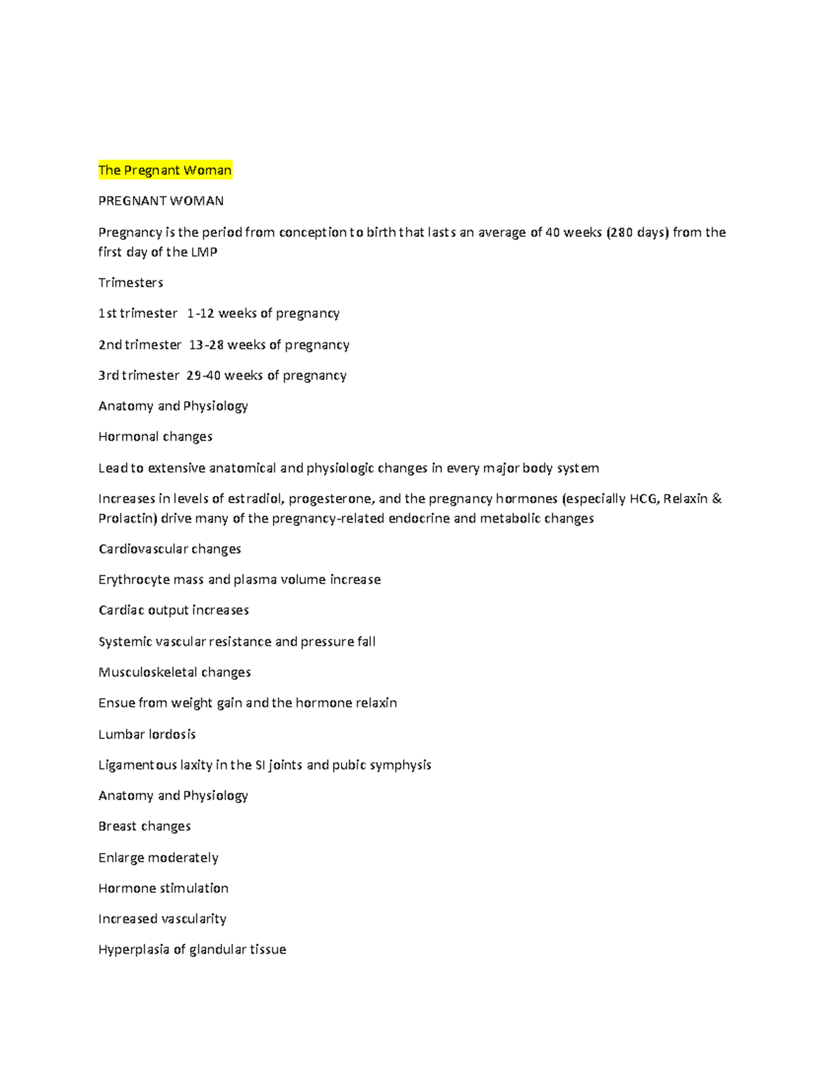 The Pregnant Woman - Topics in Women's Studies (GGS 375SEM) - The ...