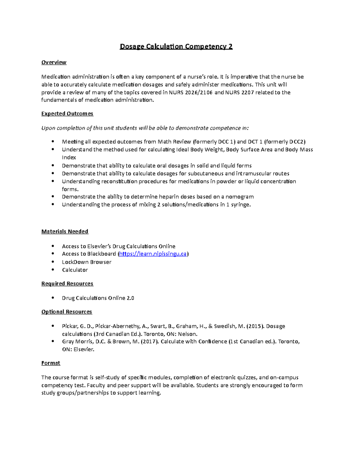 Dosage Calculation Competency 2 (Year 2 Winter) ELS - Dosage ...