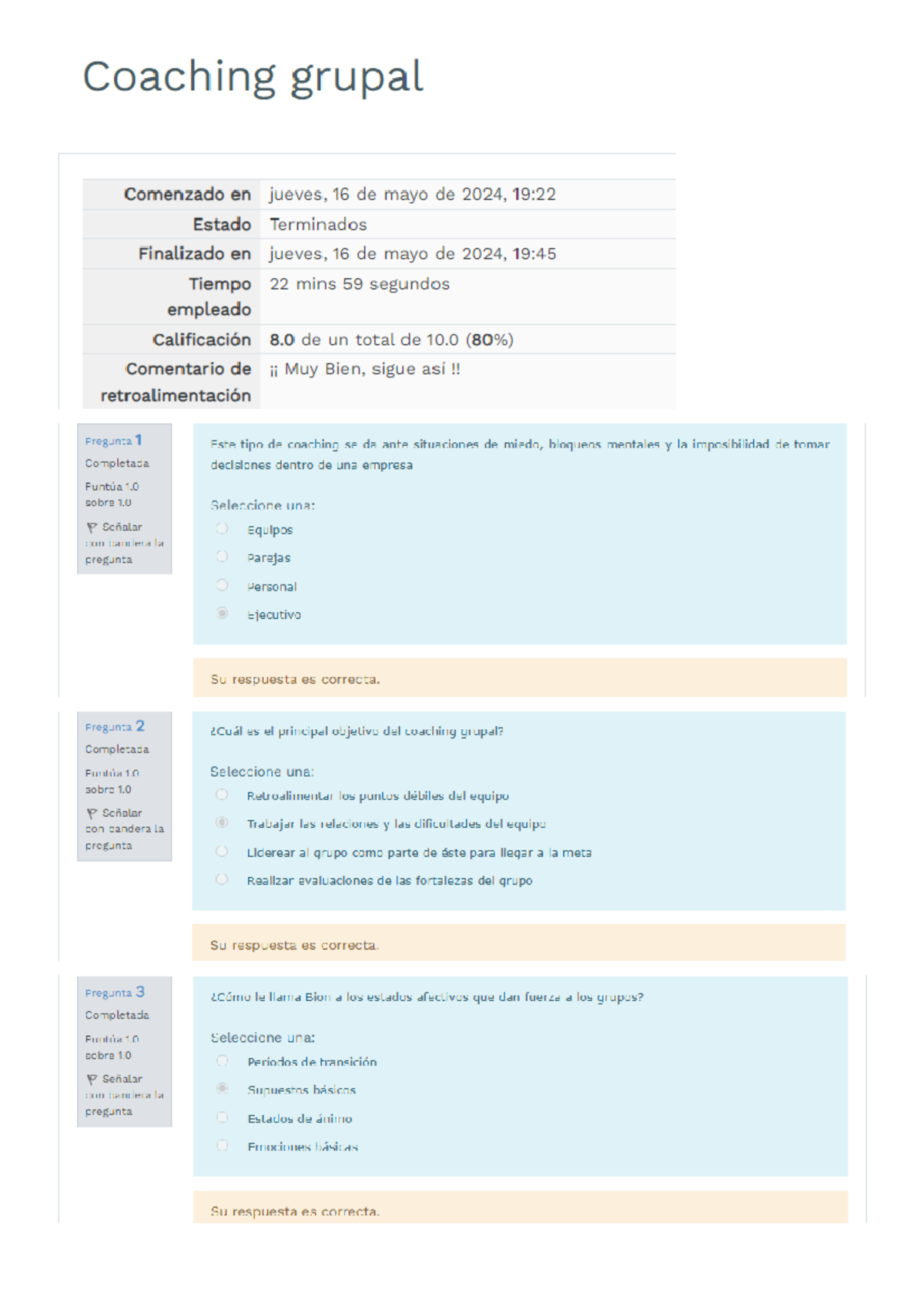 Examen semana 2 Coaching Grupal - Coaching grupal Comenzado en jueves, 16 de mayo de 2024, 19:22 ...