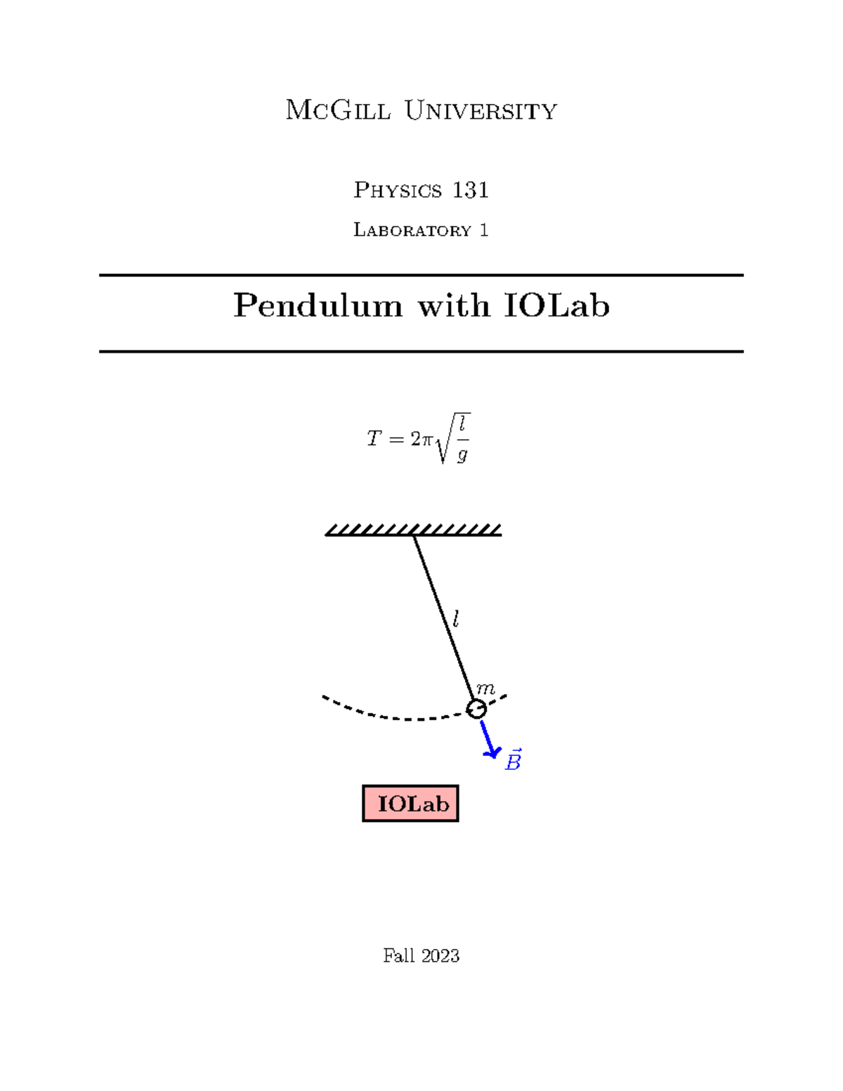 Lab 1 Phys131 F2023 - Lab 1 detailing a 2D pendulum and its dependence ...