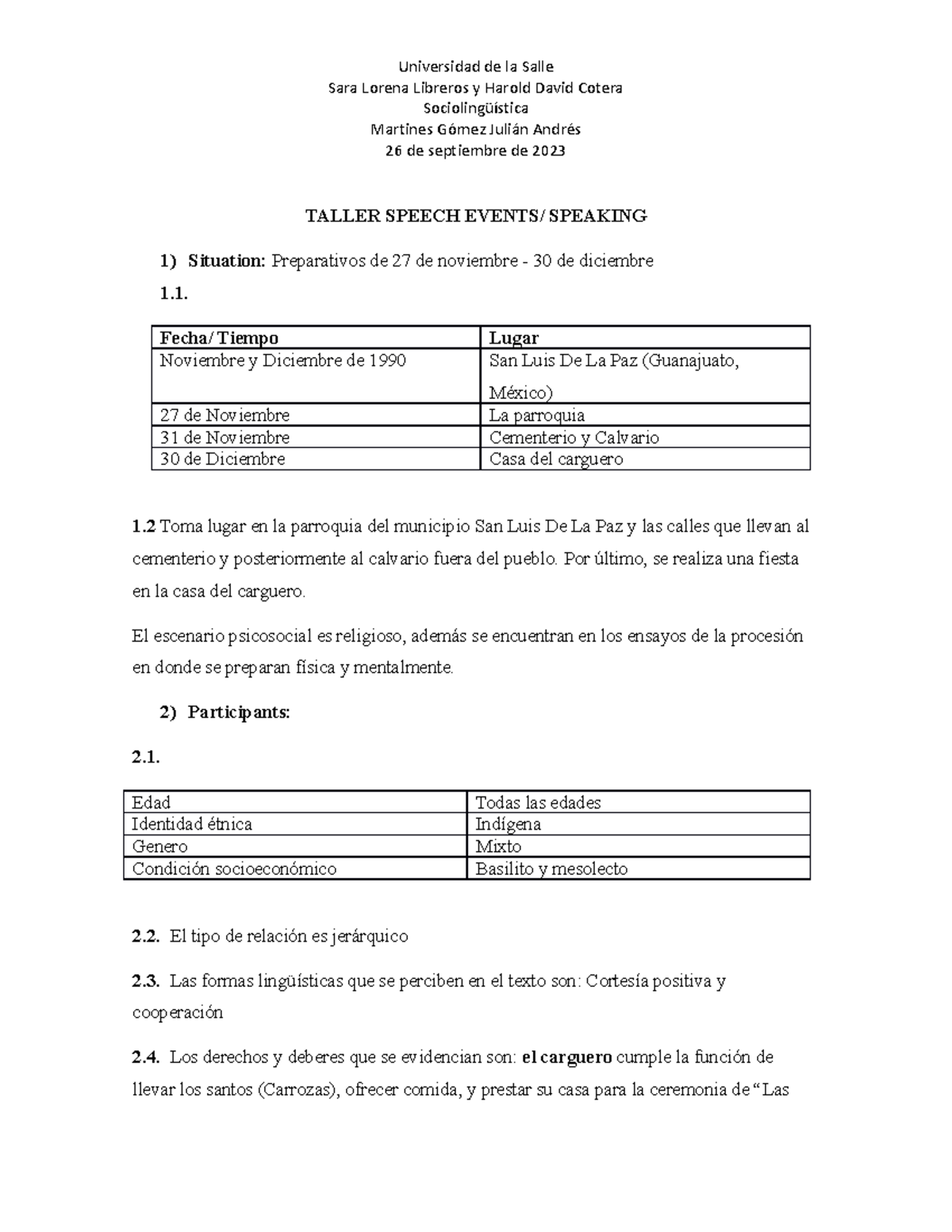 Taller Speaking - Sara Lorena Libreros y Harold David Cotera ...
