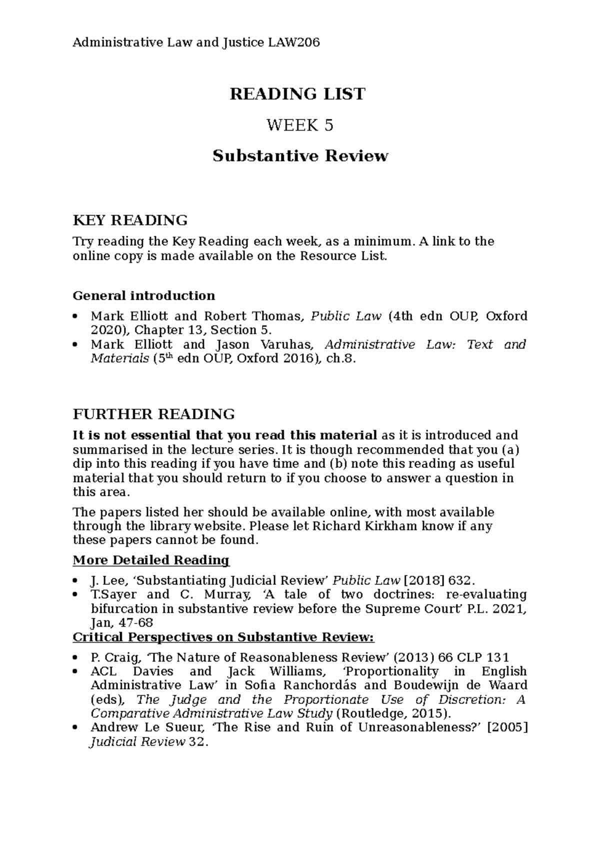 Week 5 - Substantive Review - Administrative Law and Justice LAW ...