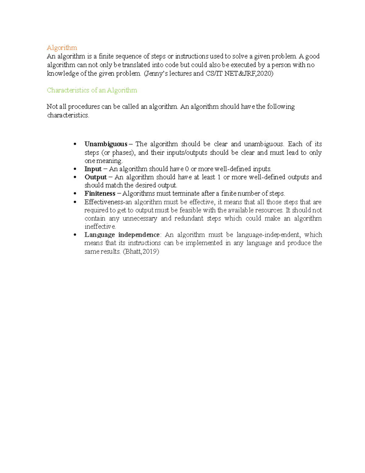 Algorithm Algorithm An Algorithm Is A Finite Sequence Of Steps Or Instructions Used To Solve A 