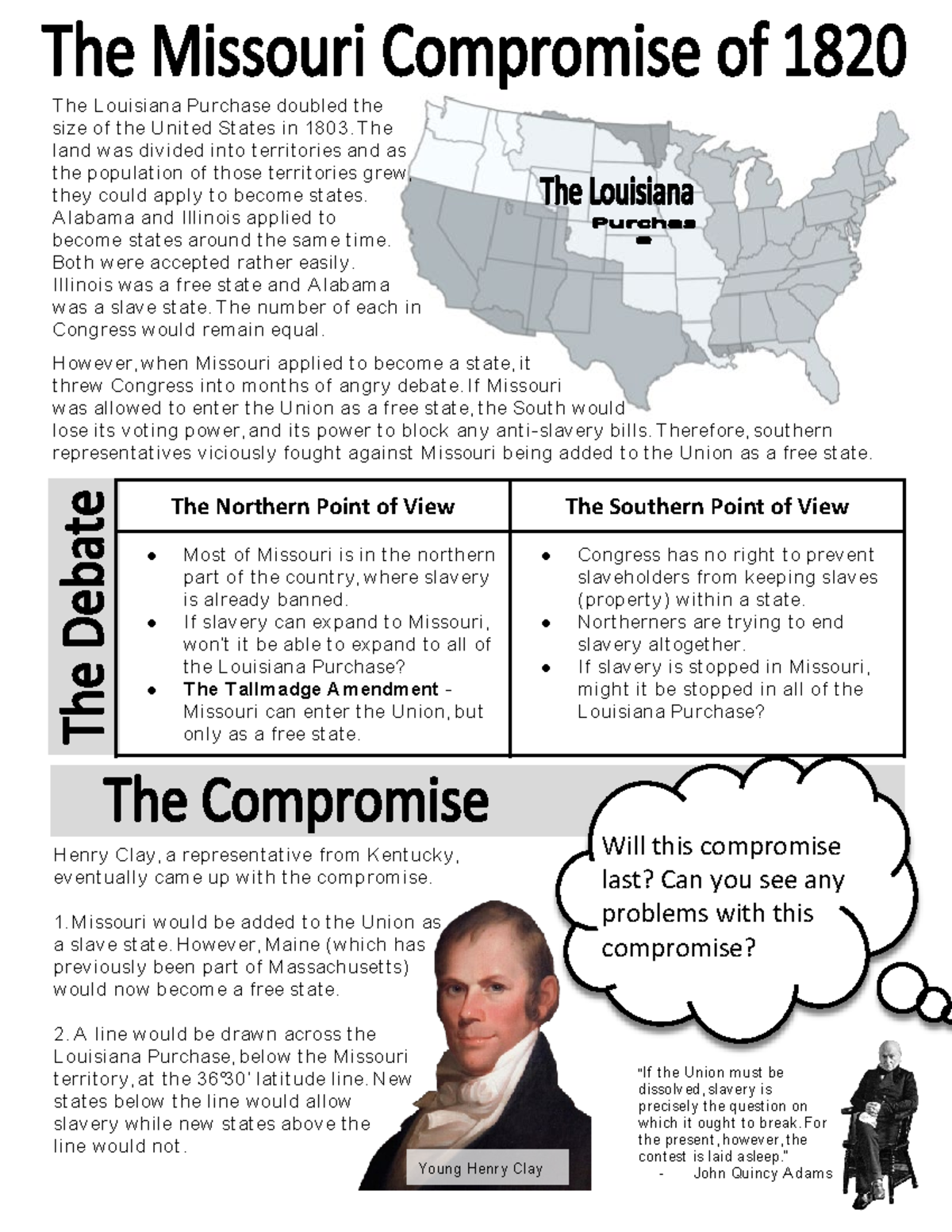 Teacher COPY - The Compromises Leading to the Civil War - Handouts-part ...