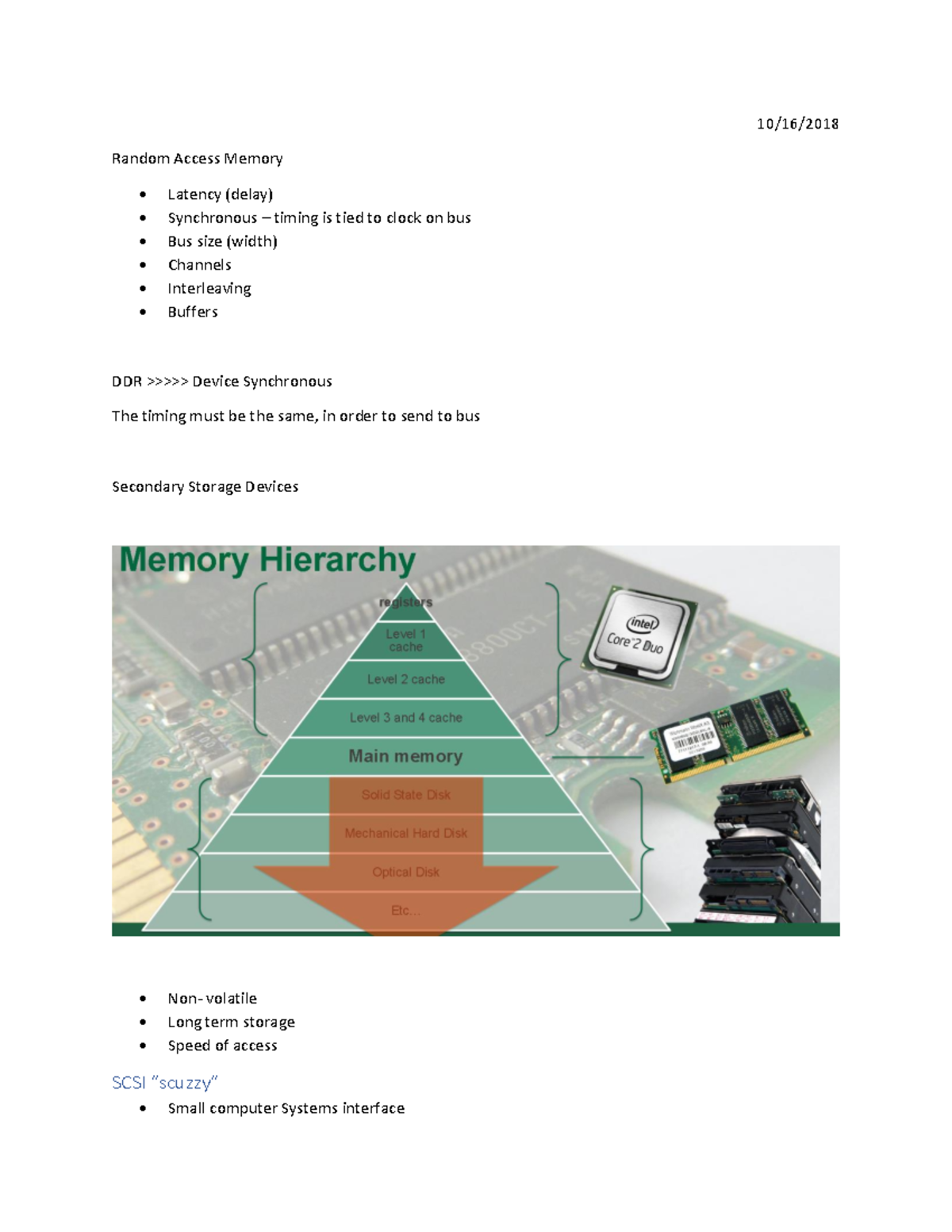 NET1001 LEC6 - 10/16/ Random Access Memory Latency (delay) Synchronous ...