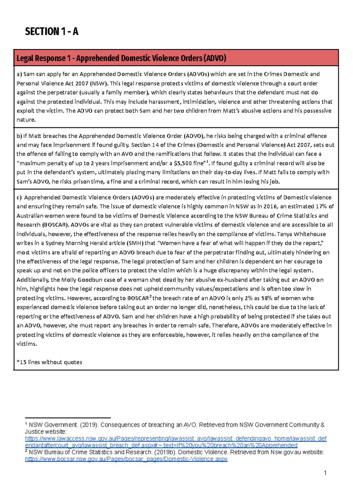 Copy of Assessment Task 1 - Scaffold - SECTION 1 - A Legal Response 1 ...